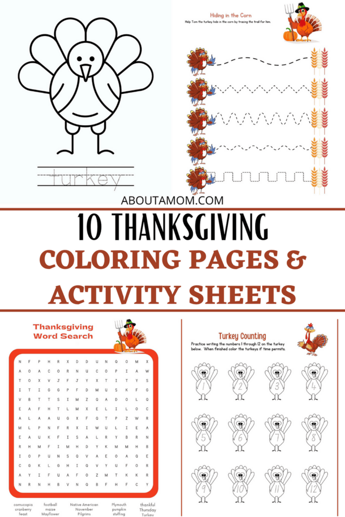 10 Free Thanksgiving Coloring Pages & Activity Sheets - About a Mom
