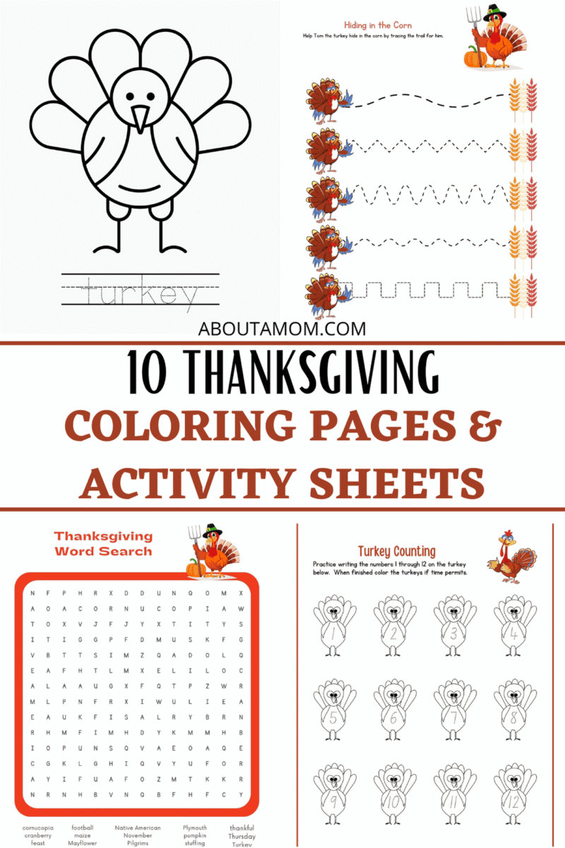 10 Free Thanksgiving Coloring Pages & Activity Sheets - About a Mom