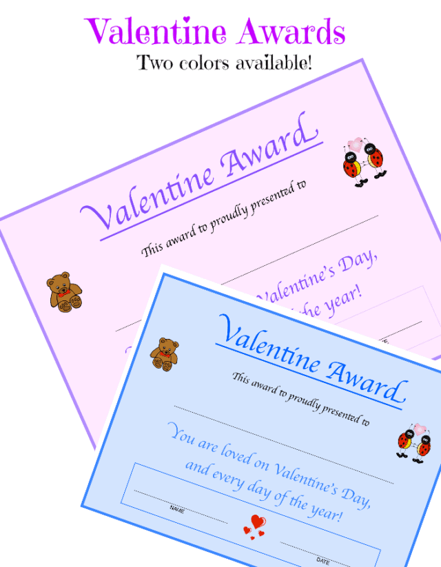 Valentine Award Certificate Printable - About a Mom