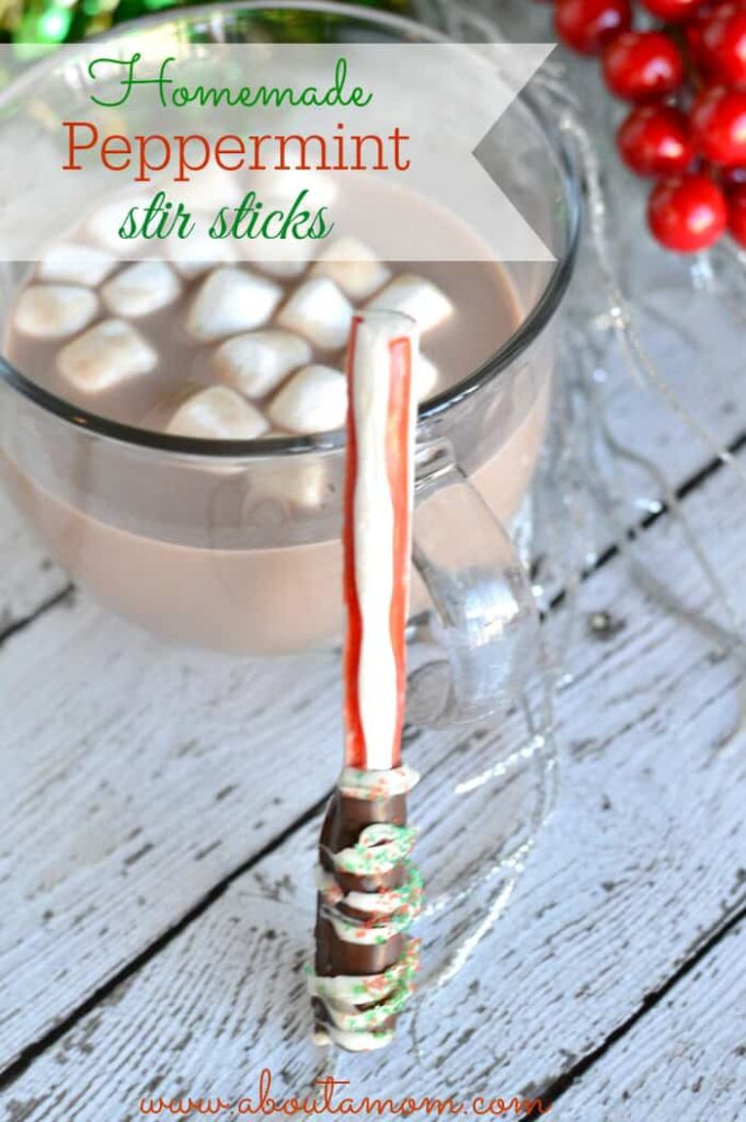 Make Your Own Chocolate Dipped Peppermint Stir Sticks - About a Mom