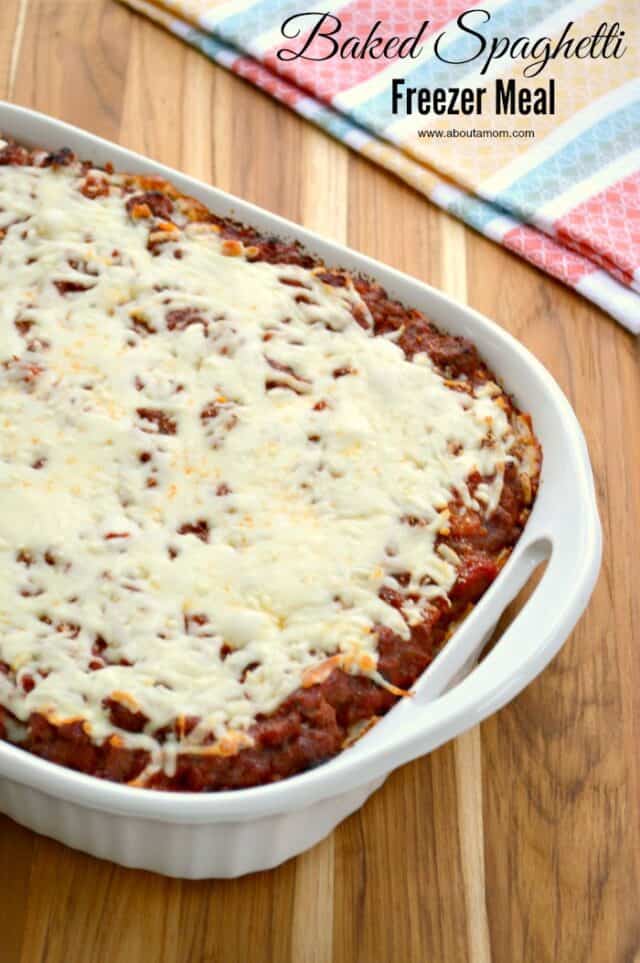 Baked Spaghetti Freezer Meal - About a Mom