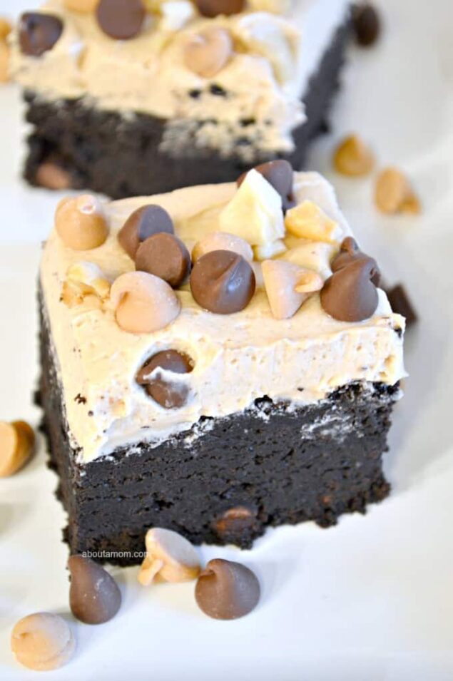 Decadent Dark Chocolate Brownies with Fluffy Peanut Butter Frosting ...