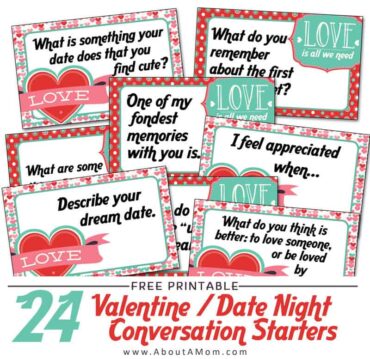 Valentine's Day Date Night Conversation Starters Printable - About a Mom