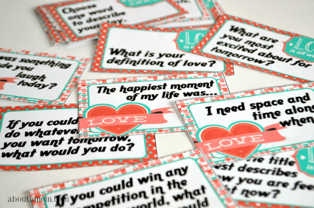 Valentine's Day Date Night Conversation Starters Printable - About a Mom