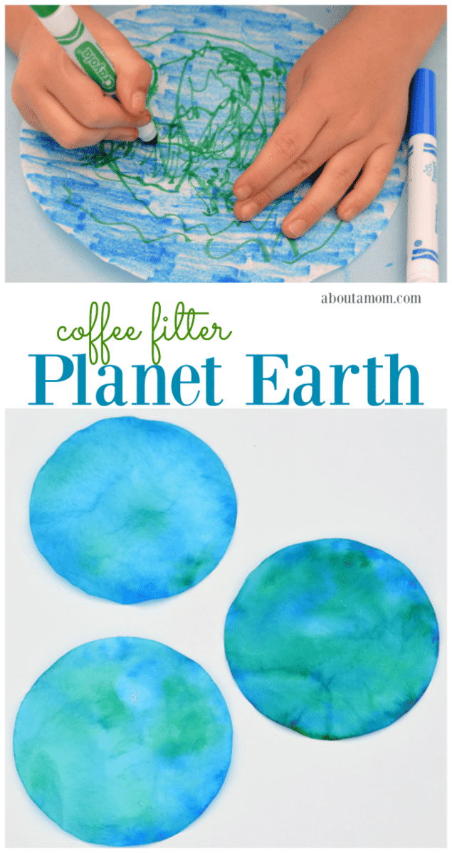 Coffee Filter Planet Earth Day Craft for Kids - About a Mom