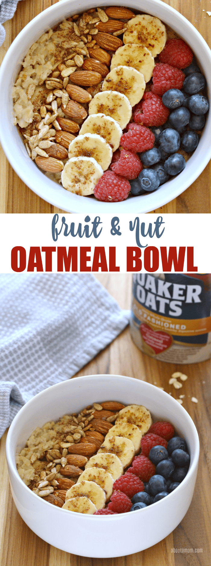 Fruit and Nut Oatmeal Bowl - About a Mom