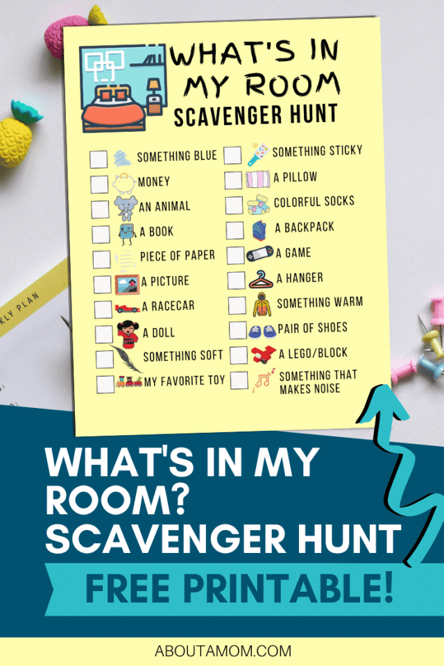 Easy What's in My Bedroom? Indoor Scavenger Hunt Printable - About a Mom
