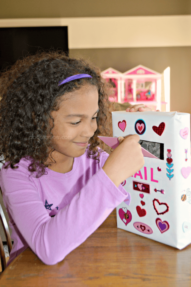 Cereal Box Mailbox for Valentines + Valentine Card Craft - About a Mom