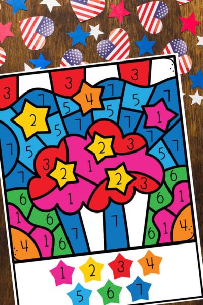 Free 4th of July Color by Number Preschool Printable - About a Mom