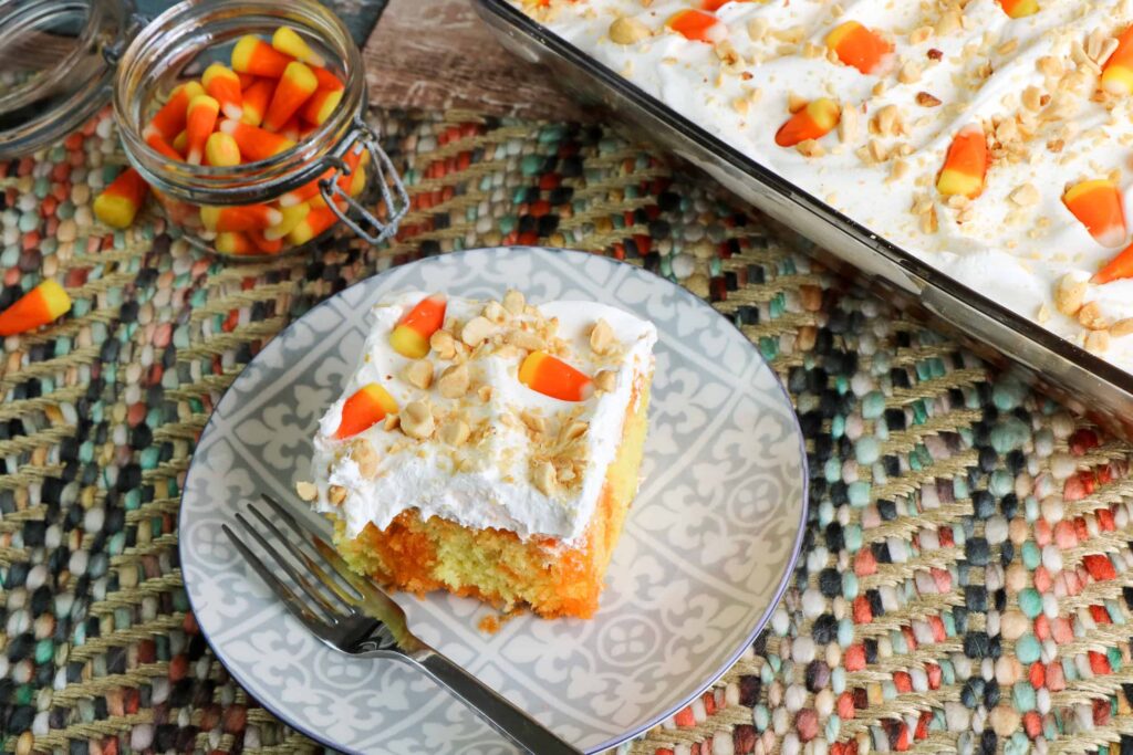Candy Corn Poke Cake Recipe - About a Mom