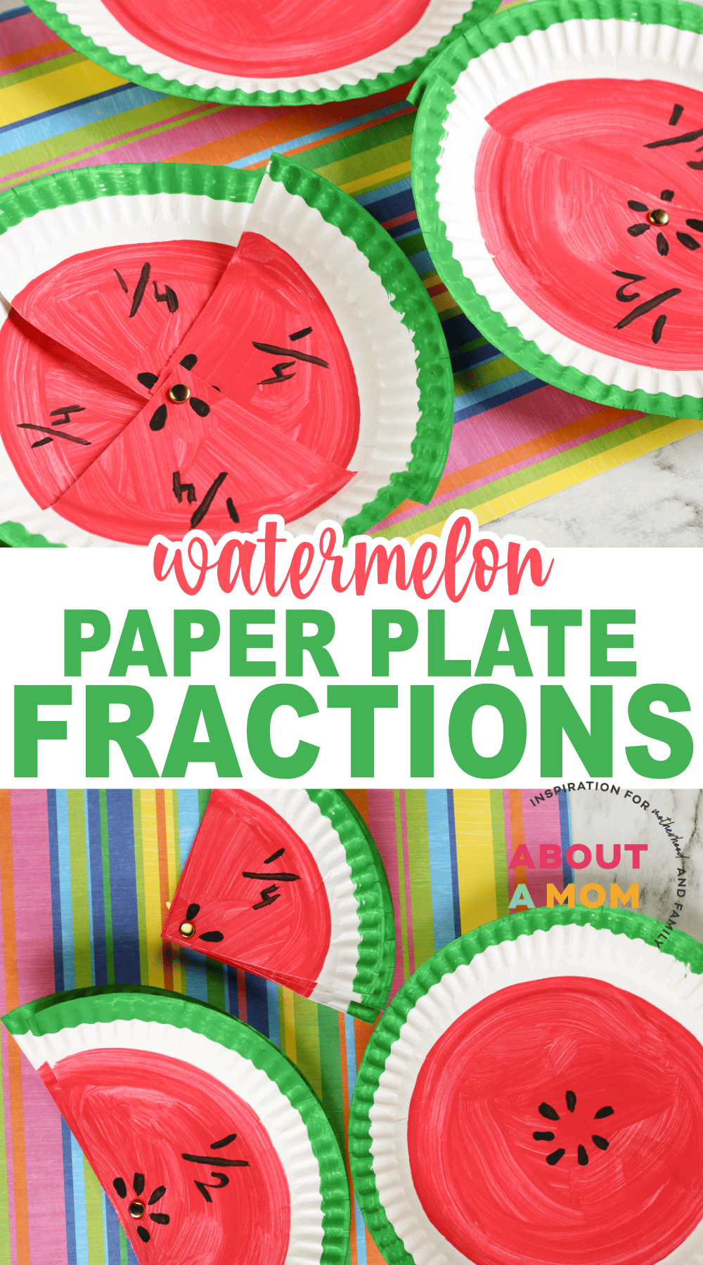 Fractions Activity: Paper Plate Watermelon - About a Mom