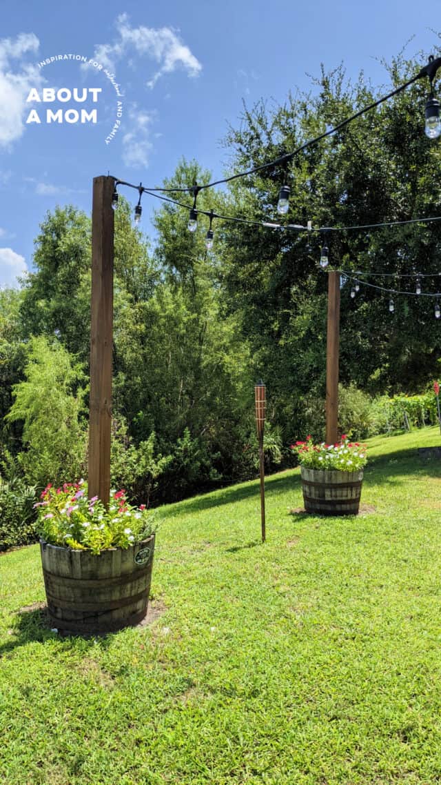 DIY Planter with Pole for String Lights - About a Mom