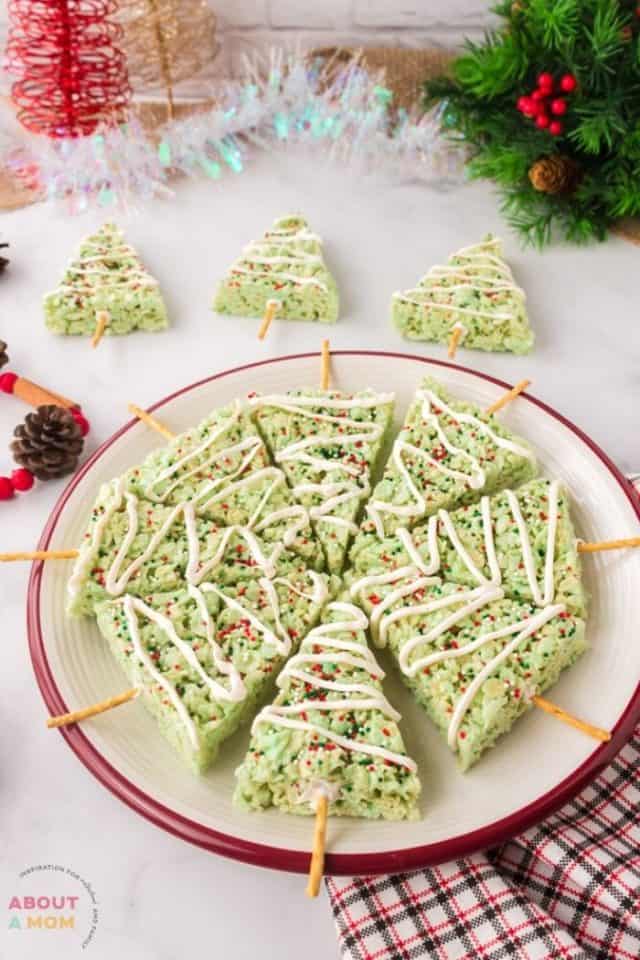 Christmas Tree Rice Krispie Treats - About a Mom
