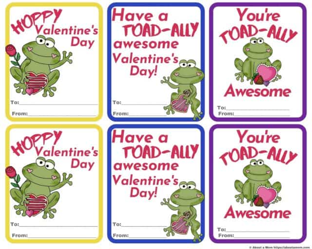 TOAD-ally Adorable Frog Printable Valentines (FREE) - About a Mom