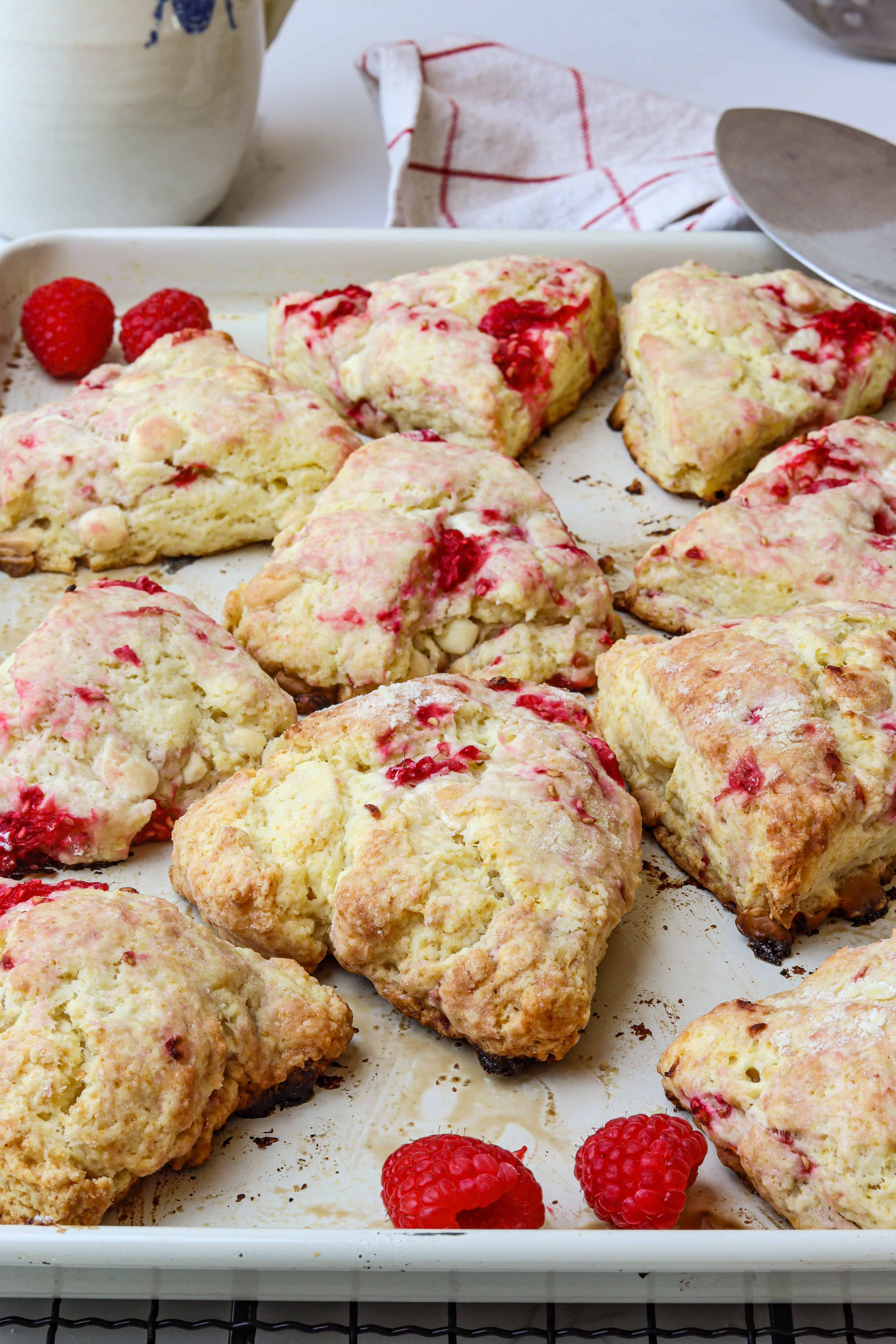 Raspberry White Chocolate Scones - About a Mom