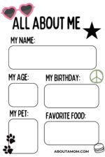 All About Me Printable Activity Page for Kids - About a Mom