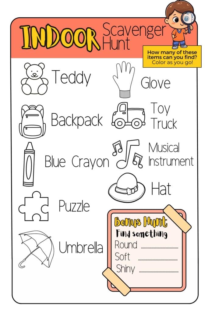 Free Indoor Scavenger Hunt Printable - About a Mom