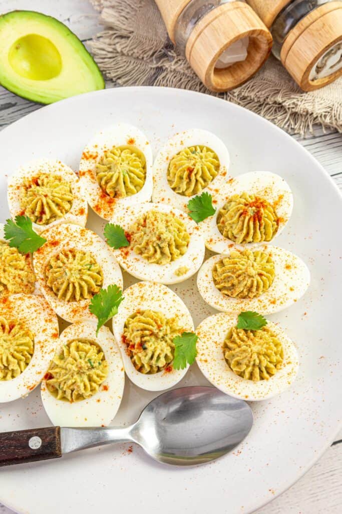 Avocado Deviled Eggs Recipe - About a Mom